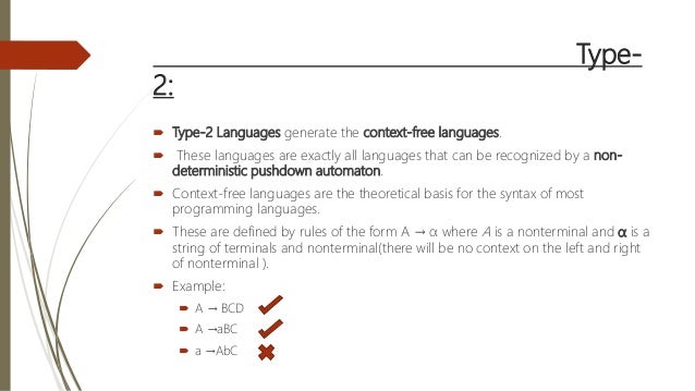Chomsky classification of Language