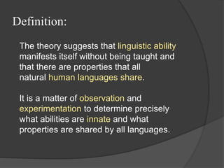 Chomsky’s Universal Grammar | PPTX