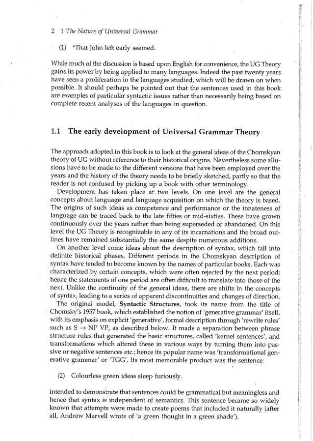 Chomsky's universal grammar 3rd edition cook