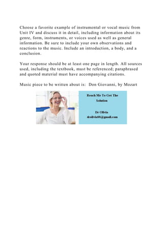 Choose a favorite example of instrumental or vocal music from Unit I.docx