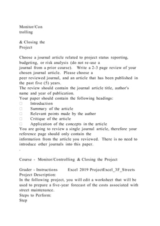 Choose a journal article related to project status reporting, budg | DOCX