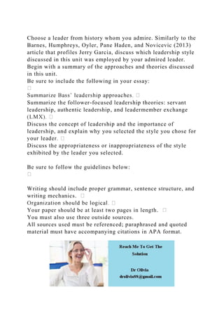 choose a leader from history whom you admire. Similarly to the Barne.docx