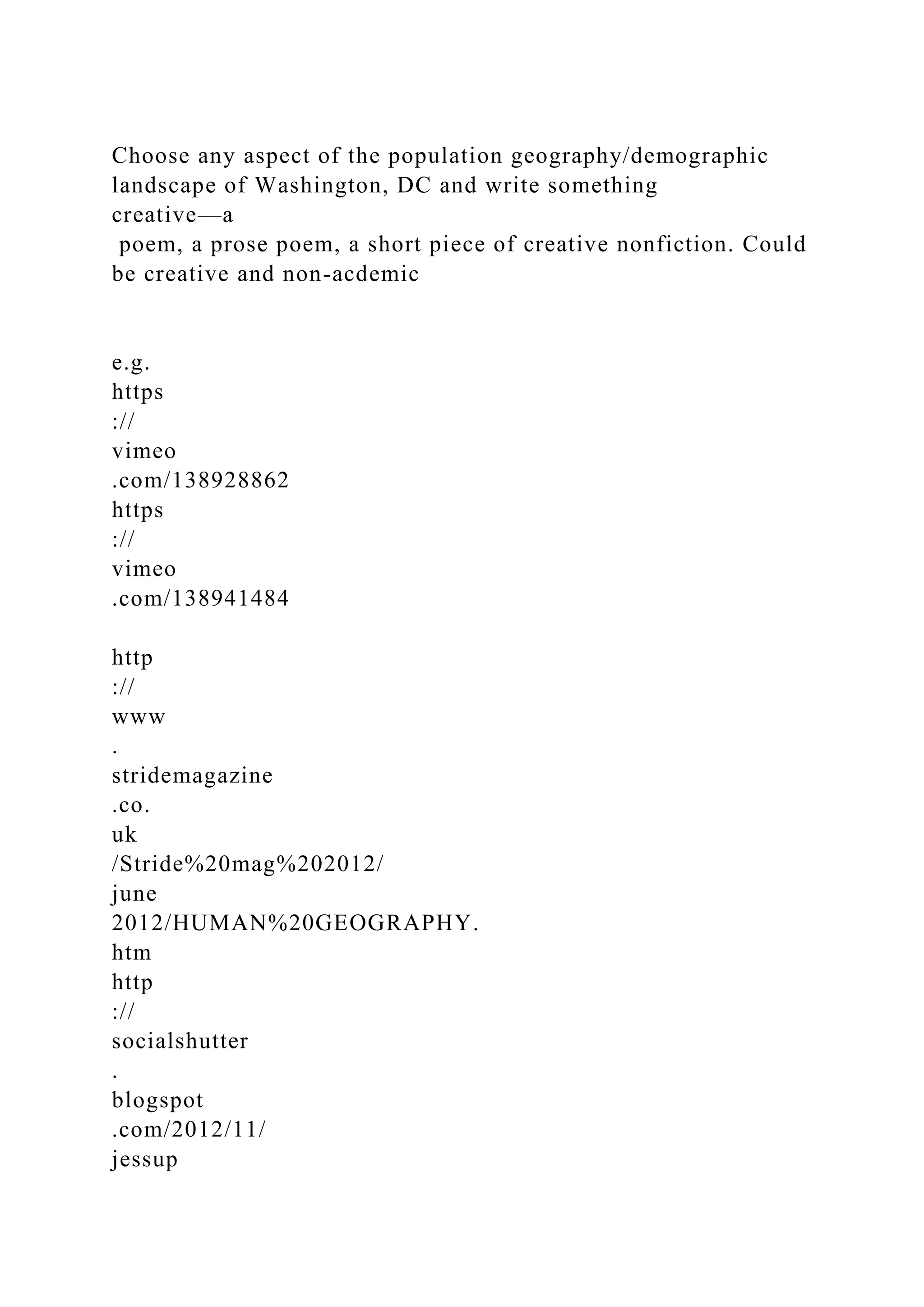 Choose any aspect of the population geographydemographic landscape .docx