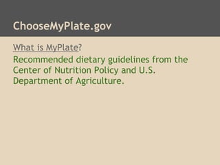 Choose myplate | PPT