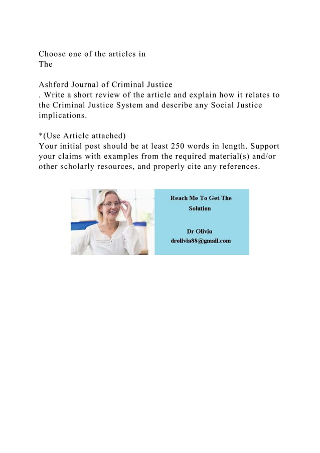 Choose one of the articles in TheAshford Journal of Criminal J.docx