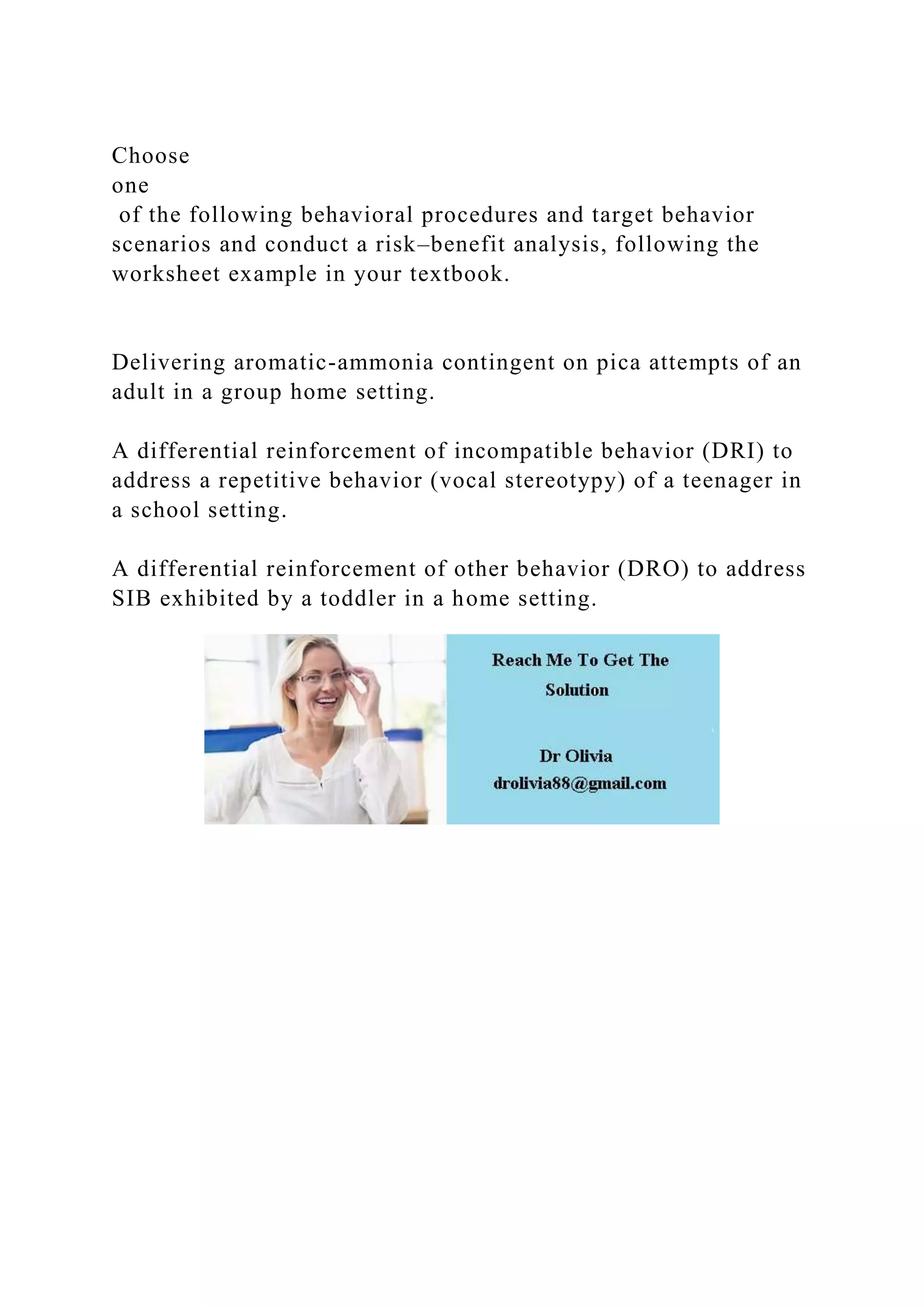 Choose one of the following behavioral procedures and target beh.docx