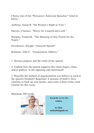 Choose one of the Persuasive American Speeches” listed in below.docx