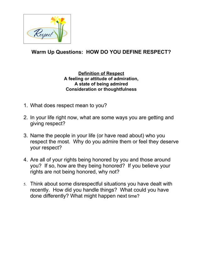 Choose Respect Abridged Unit | PDF