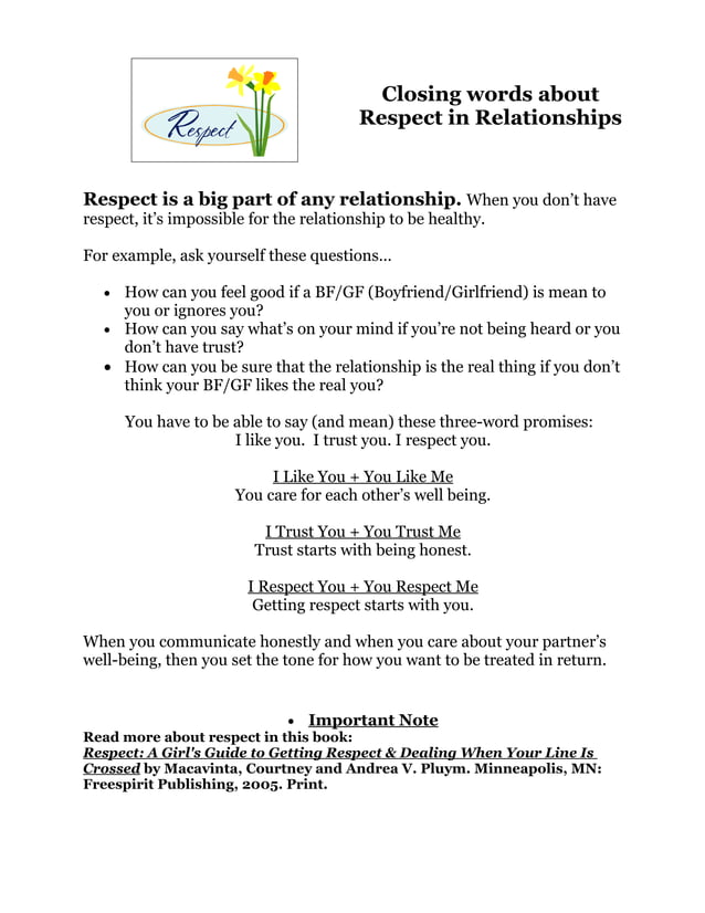 Choose Respect Closing Words | PDF