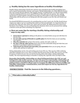 Choose Respect Healthy Relationship Mini Unit | DOC | Debated Sensitive ...