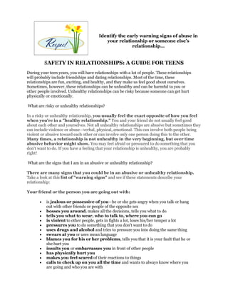 Choose Respect Healthy Relationship Mini Unit | DOC