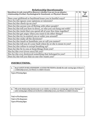 Choose Respect Healthy Relationship Mini Unit | DOC
