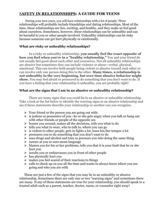 Choose Respect Healthy Relationship Mini Unit | DOC