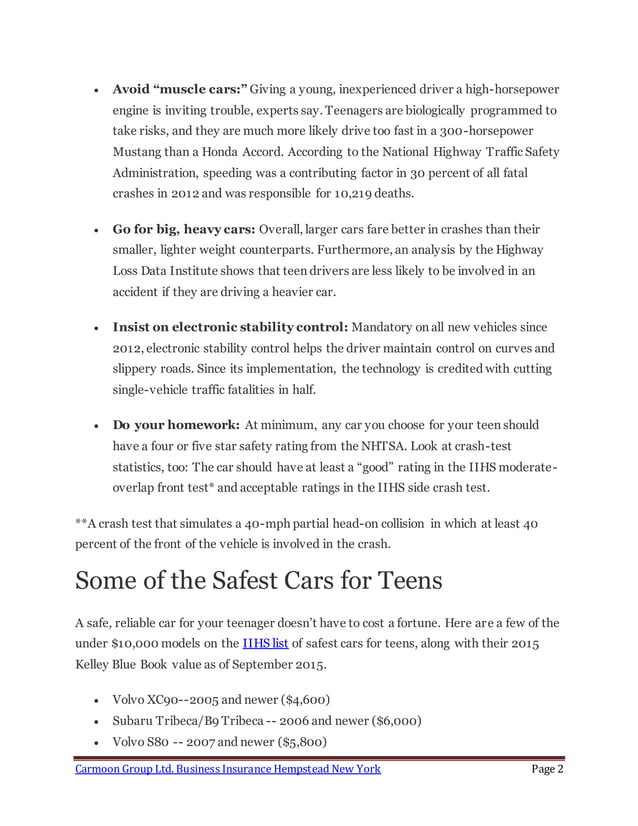 Choose the safest car for your teen - Floyd Arthur Presentation | PPT
