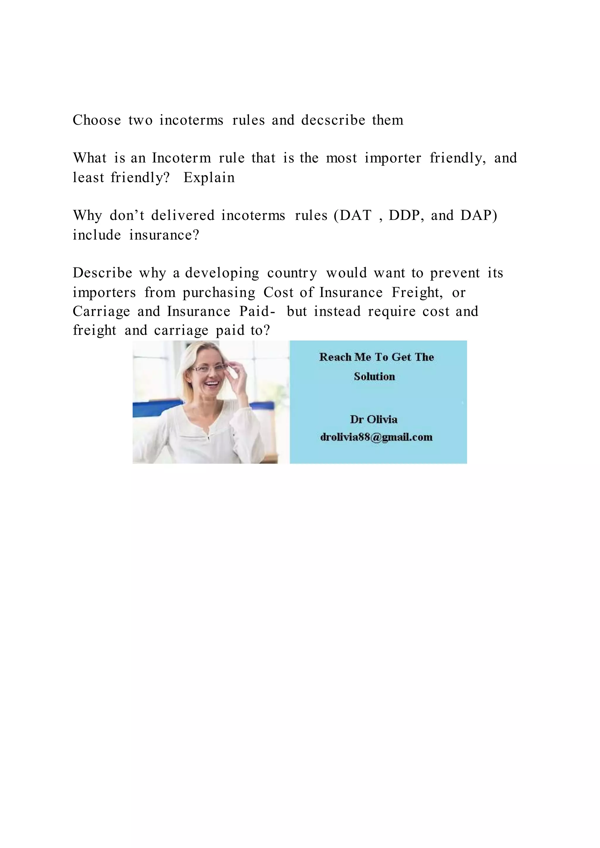 Choose two incoterms rules and decscribe themWhat is an Incote | PDF