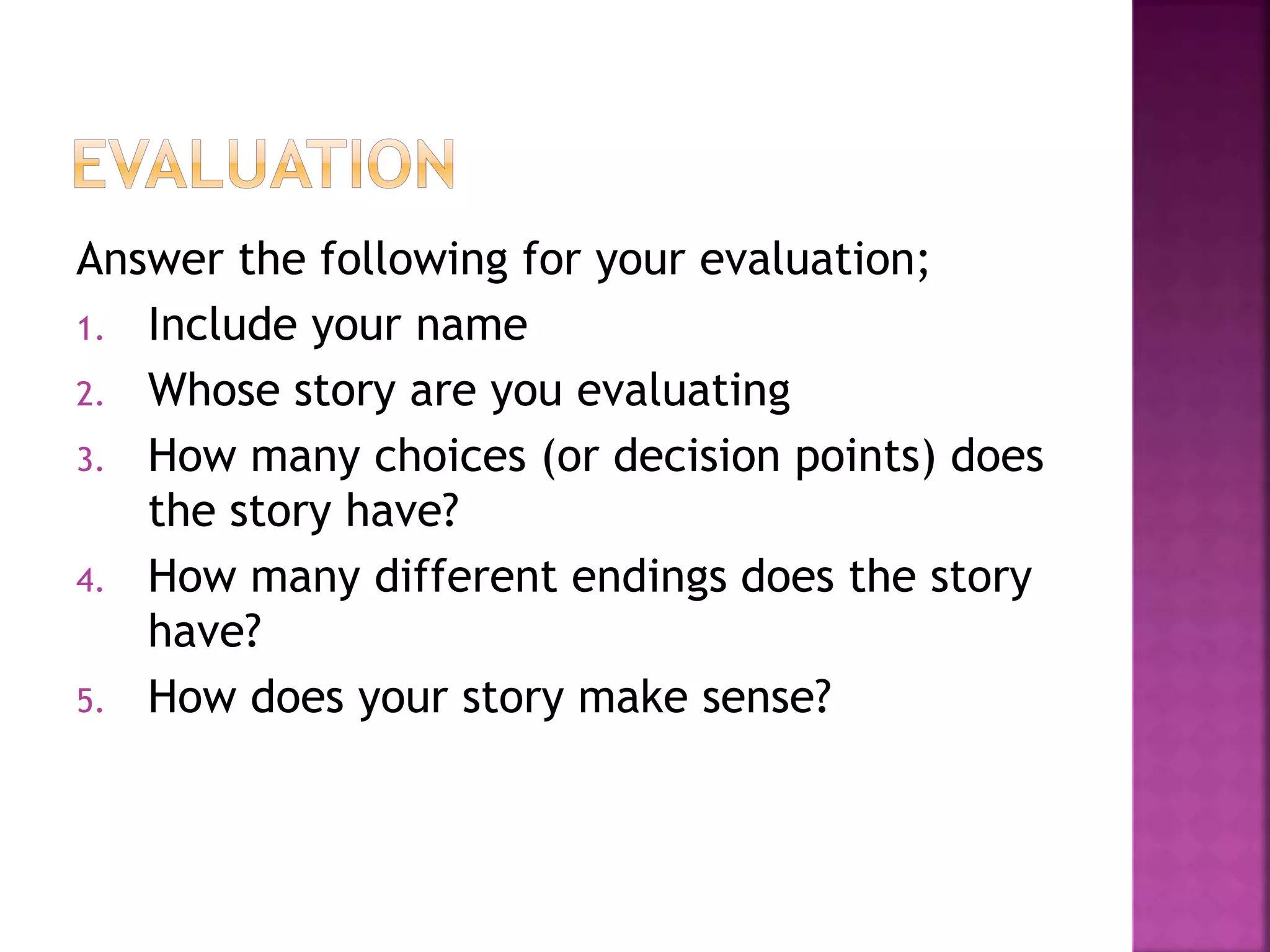 Choose your own adventure story (Task) | PPTX