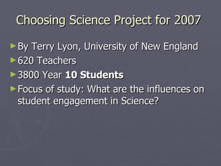 Choosing Science Project | PPT | Education