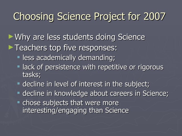 Choosing Science Project | PPT | Education
