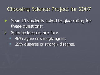 Choosing Science Project | PPT | Education
