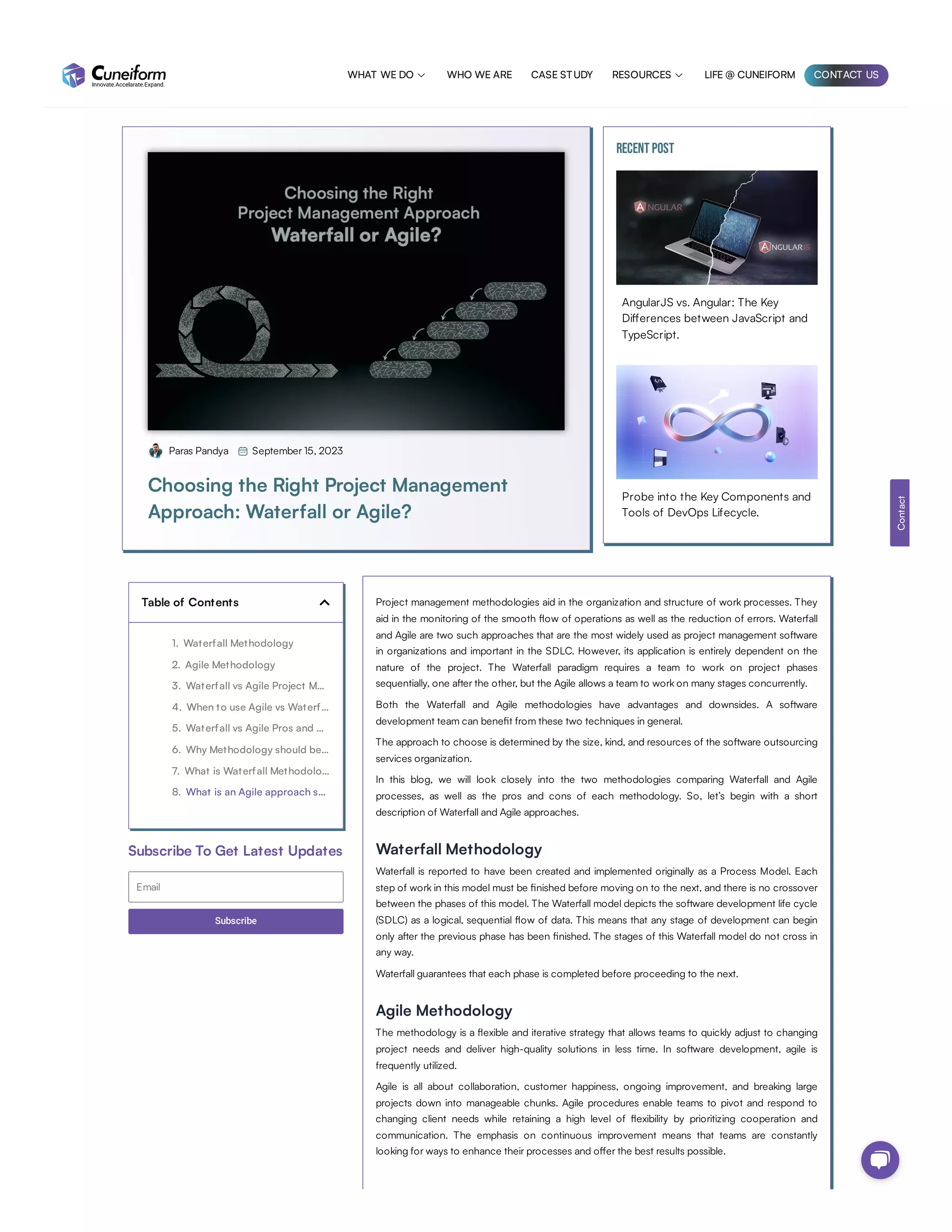 Choosing The Right Project Management Approach Waterfall Or Agile Pdf