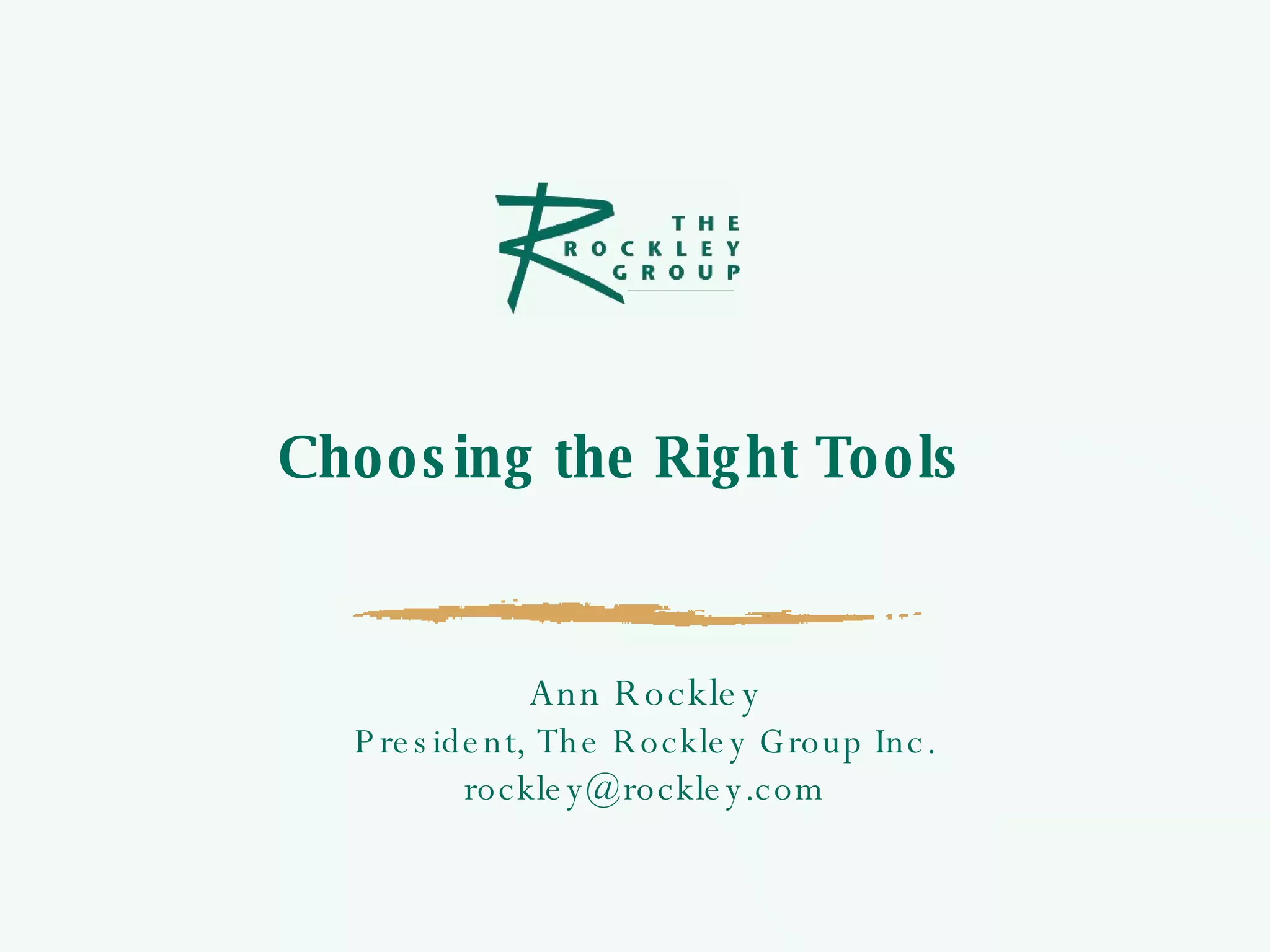 Choosing The Right Tools For The Right Job | PPT