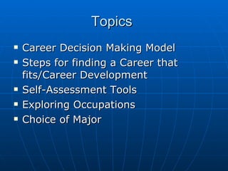 Choosing A Career And Major | PPT | Undergraduate Education | College ...