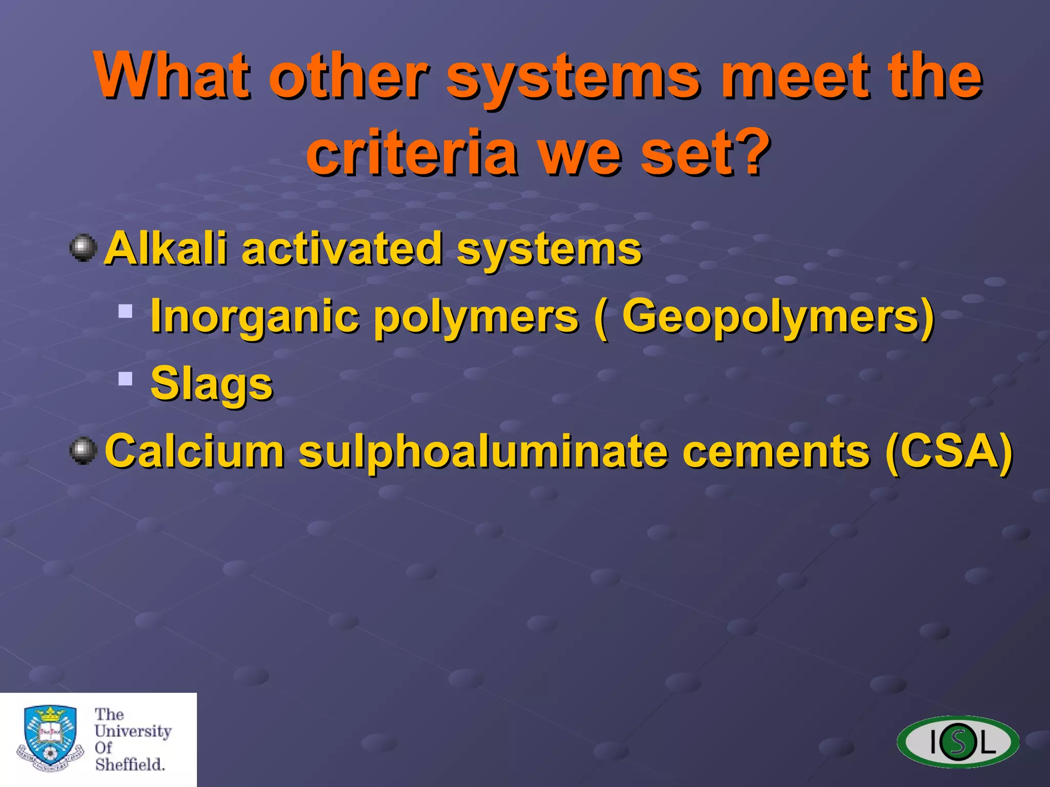 Choosing a cement for encapsulation of nuclear wastes | PPT