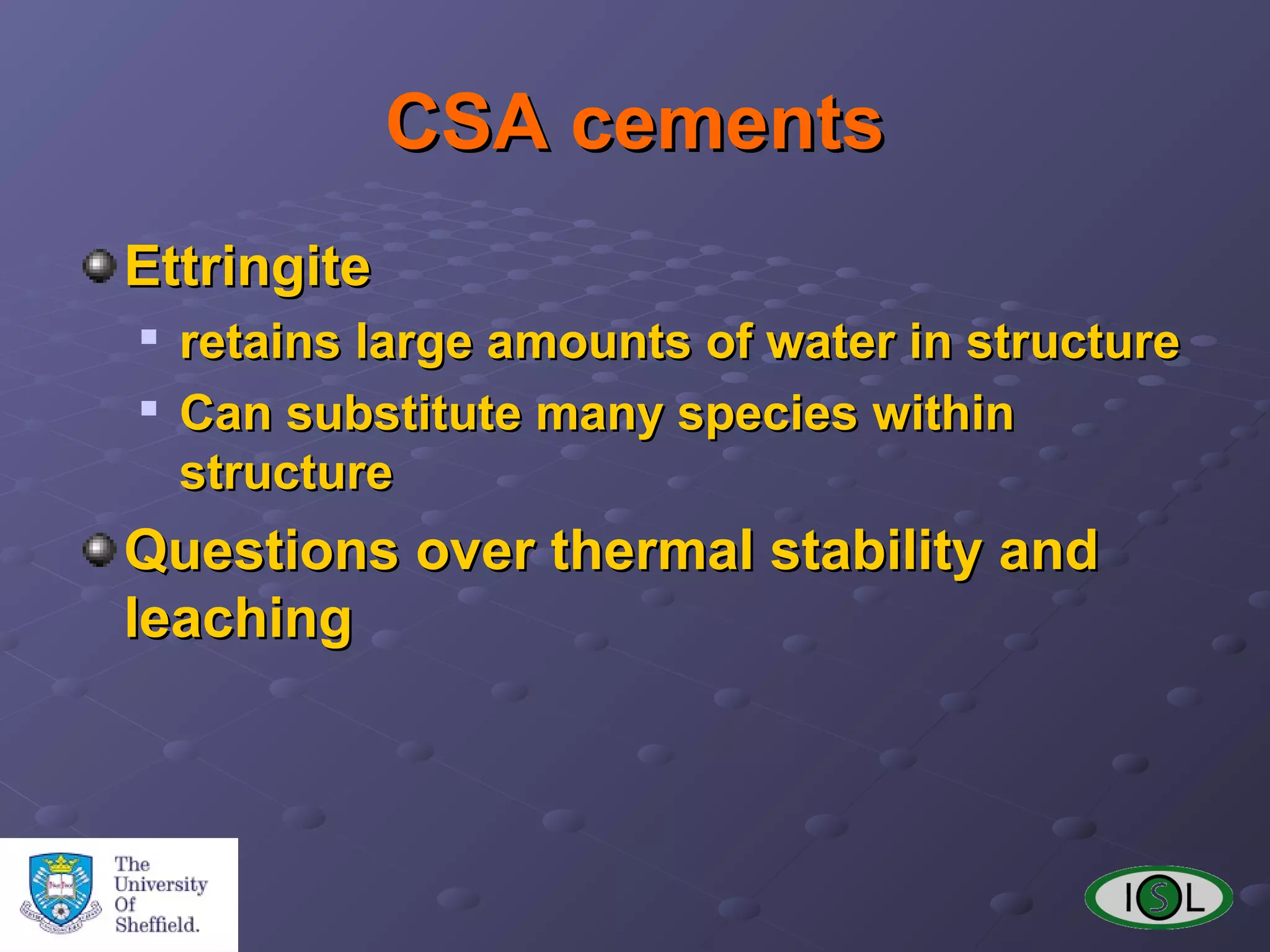 Choosing a cement for encapsulation of nuclear wastes | PPT