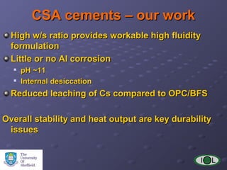 Choosing a cement for encapsulation of nuclear wastes | PPT
