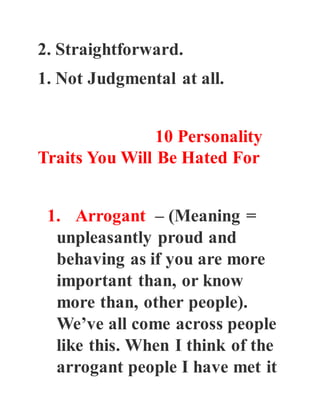 Proud Person Characteristics