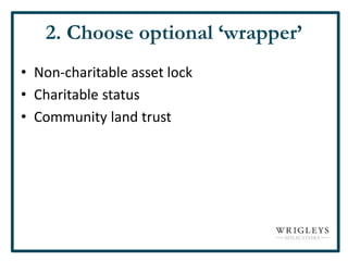 Legal structures for community-led housing by Laura Moss (Wrigleys ...