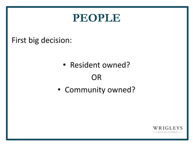 Legal structures for community-led housing by Laura Moss (Wrigleys ...