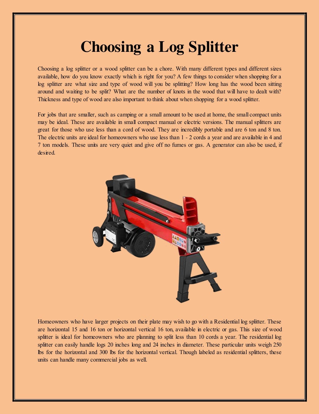 Choosing A Log Splitter