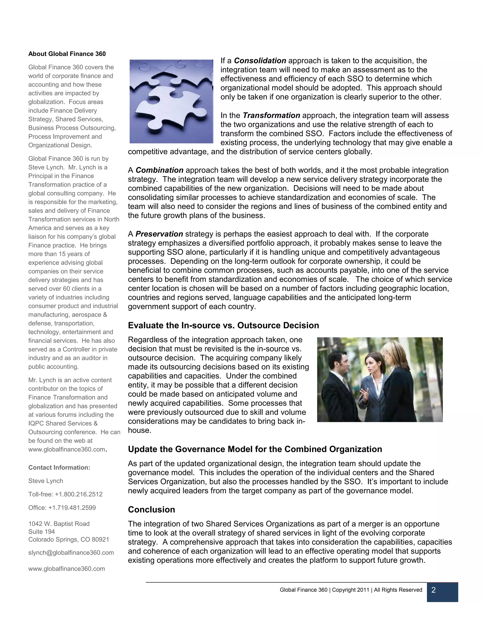 Choosing a Merger Integration Strategy for Shared Services | PDF