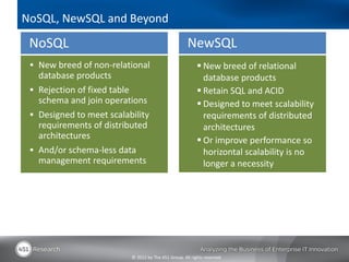 Choosing a Next Gen Database: the New World Order of NoSQL, NewSQL, and ...