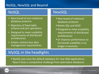 Choosing a Next Gen Database: the New World Order of NoSQL, NewSQL, and ...