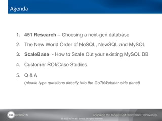 Choosing a Next Gen Database: the New World Order of NoSQL, NewSQL, and ...