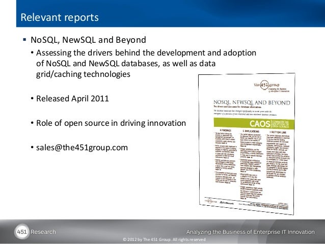 Choosing A Next Gen Database The New World Order Of Nosql Newsql A