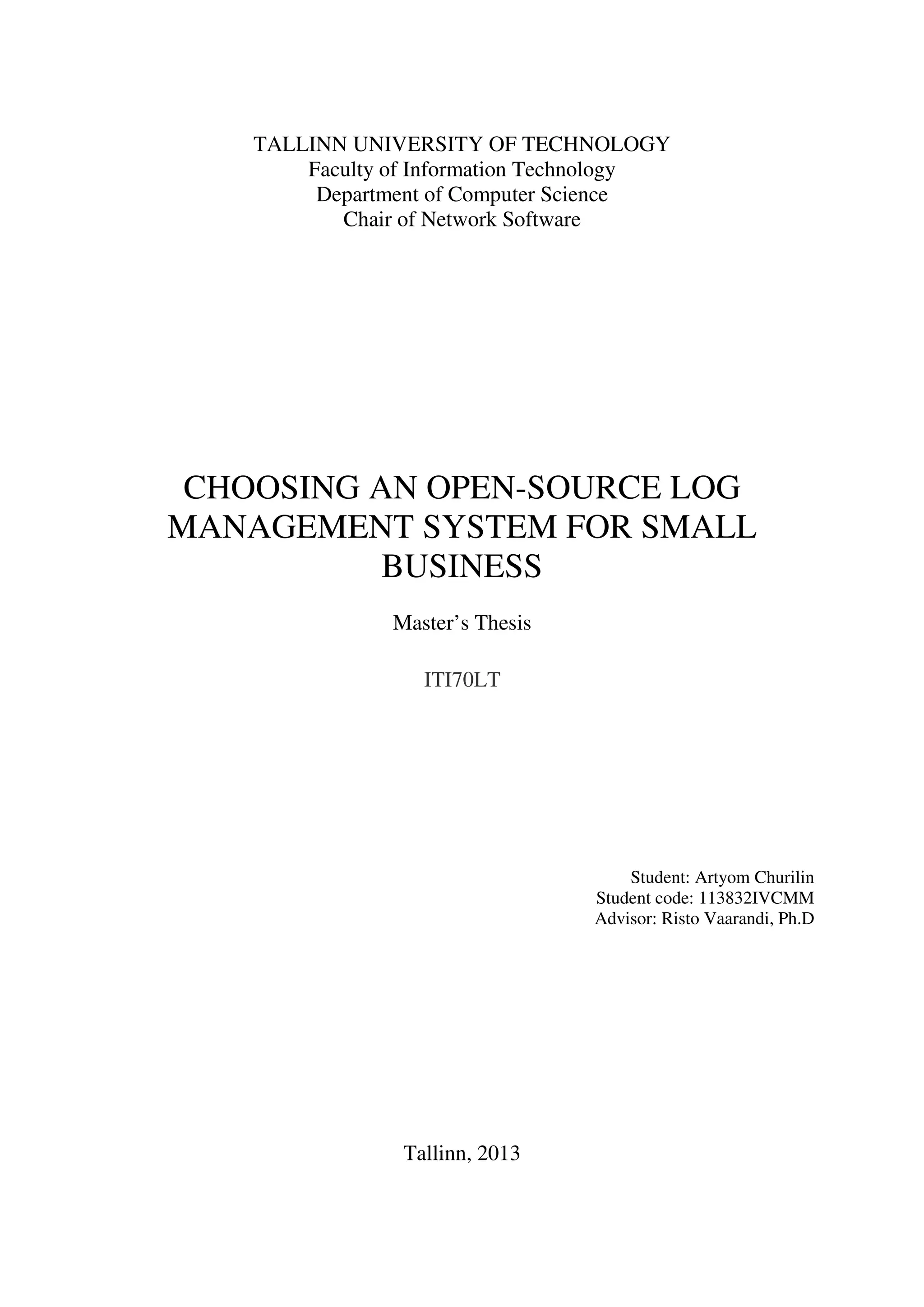 Choosing an open source log management system for small business | PDF