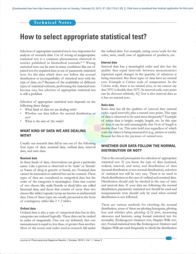 Choosing appropriate statistics test | PDF