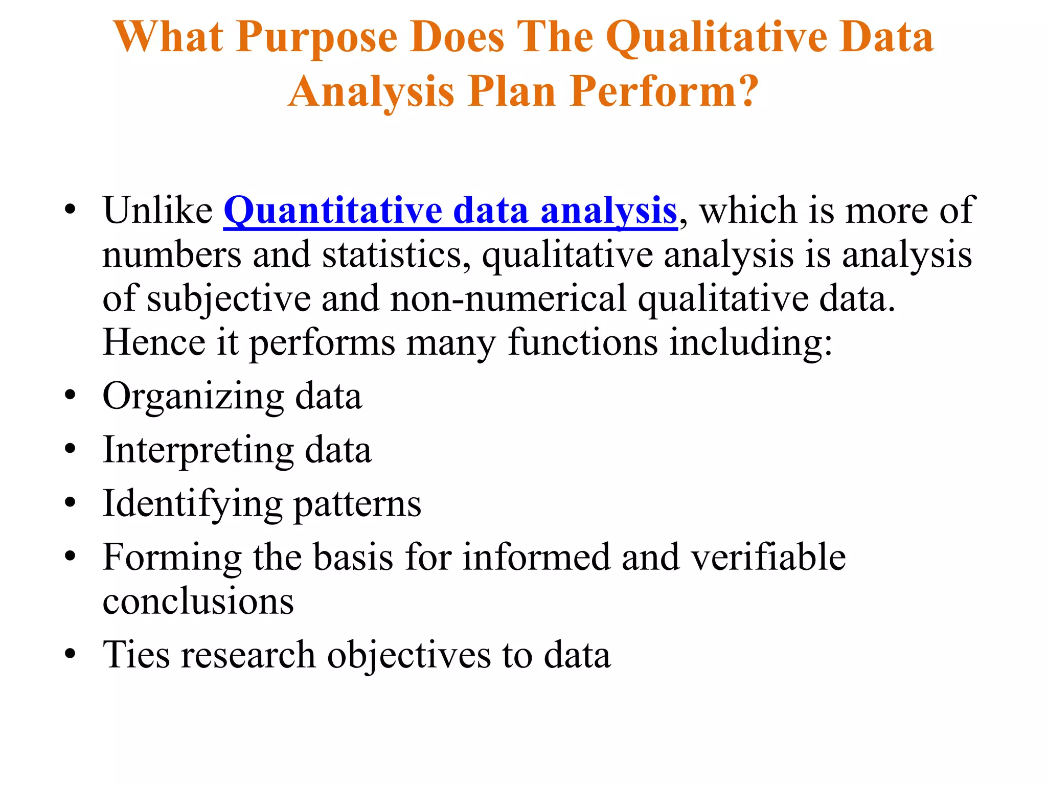 Choosing a qualitative data analysis Plan | PPTX