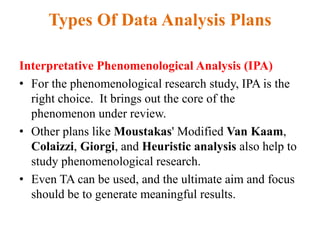Choosing a qualitative data analysis Plan | PPTX