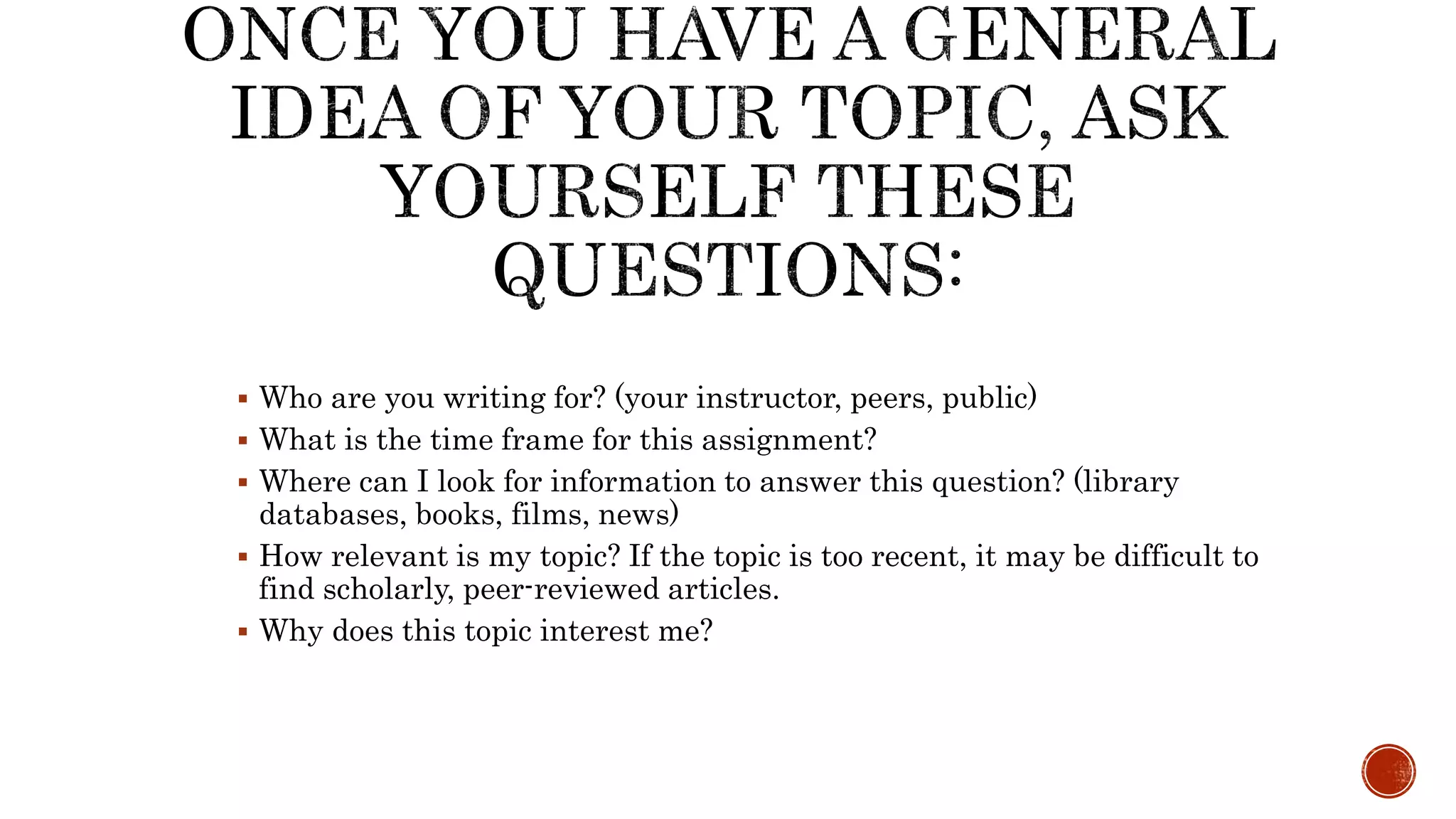 Choosing a Research Topic | PPT