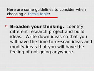 Choosing a Research Topic | PPT