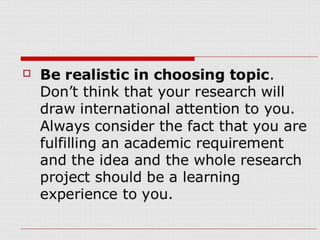 Choosing a Research Topic | PPT