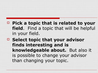Choosing a Research Topic | PPT