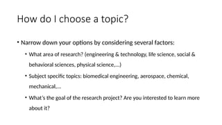 Choosing a Research Topic and characteristics | PPTX