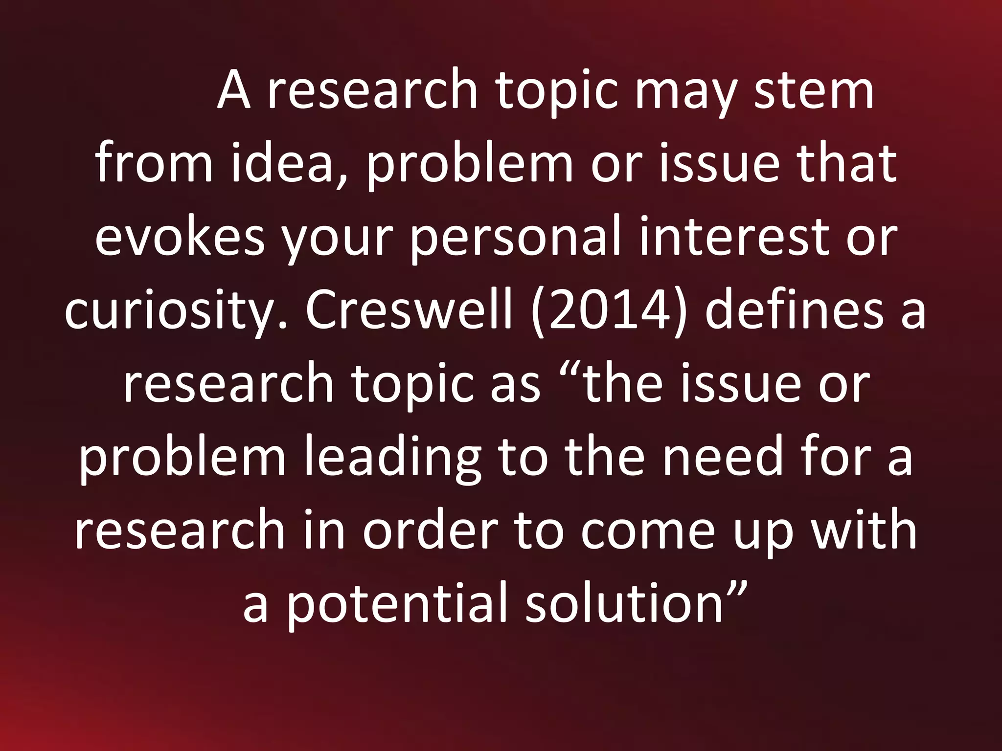 Choosing a Research Topic | PPT