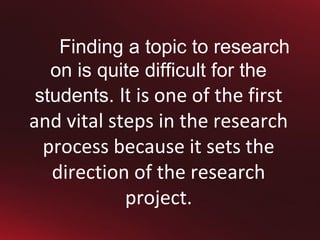 Choosing a Research Topic | PPT