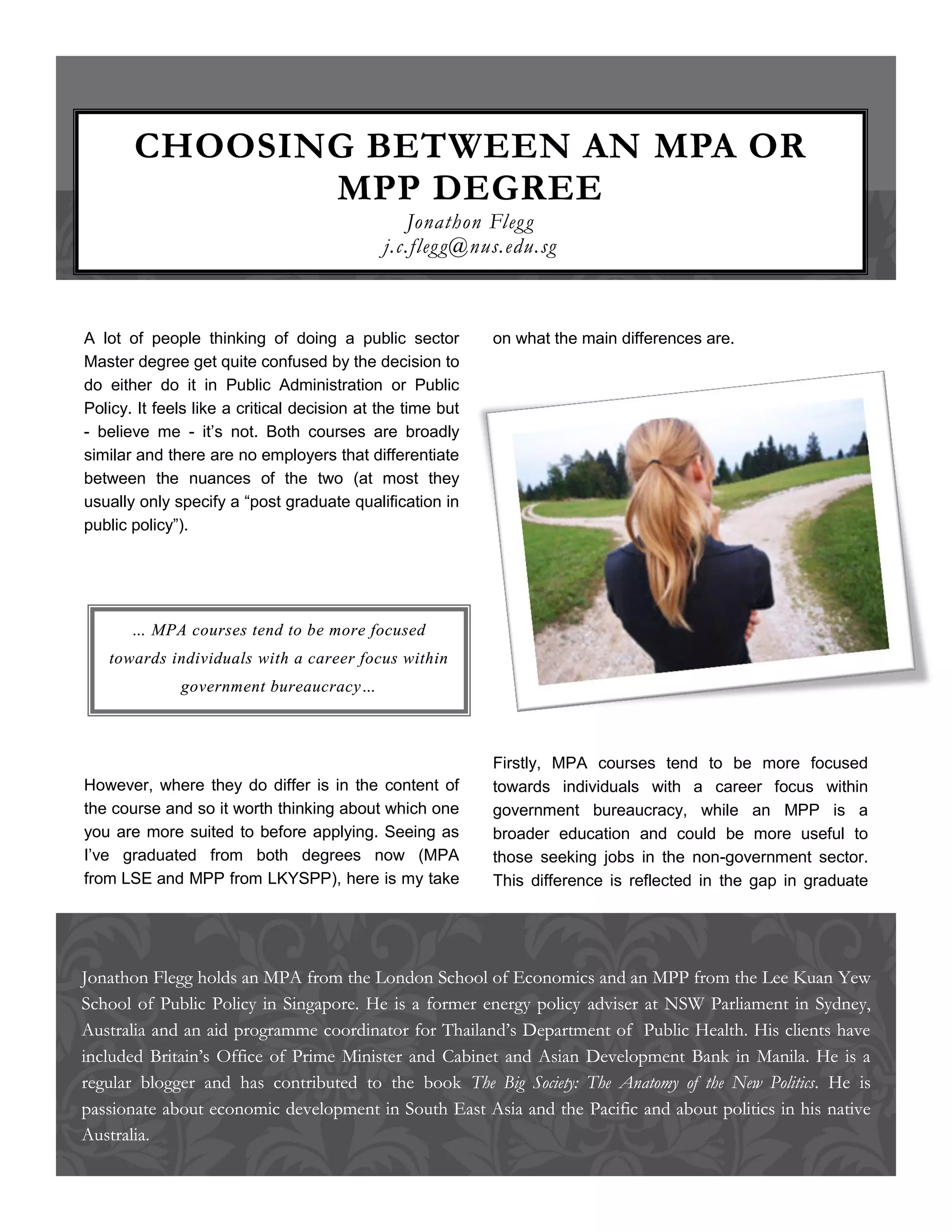 Choosing Between an MPA or MPP Degree | PDF